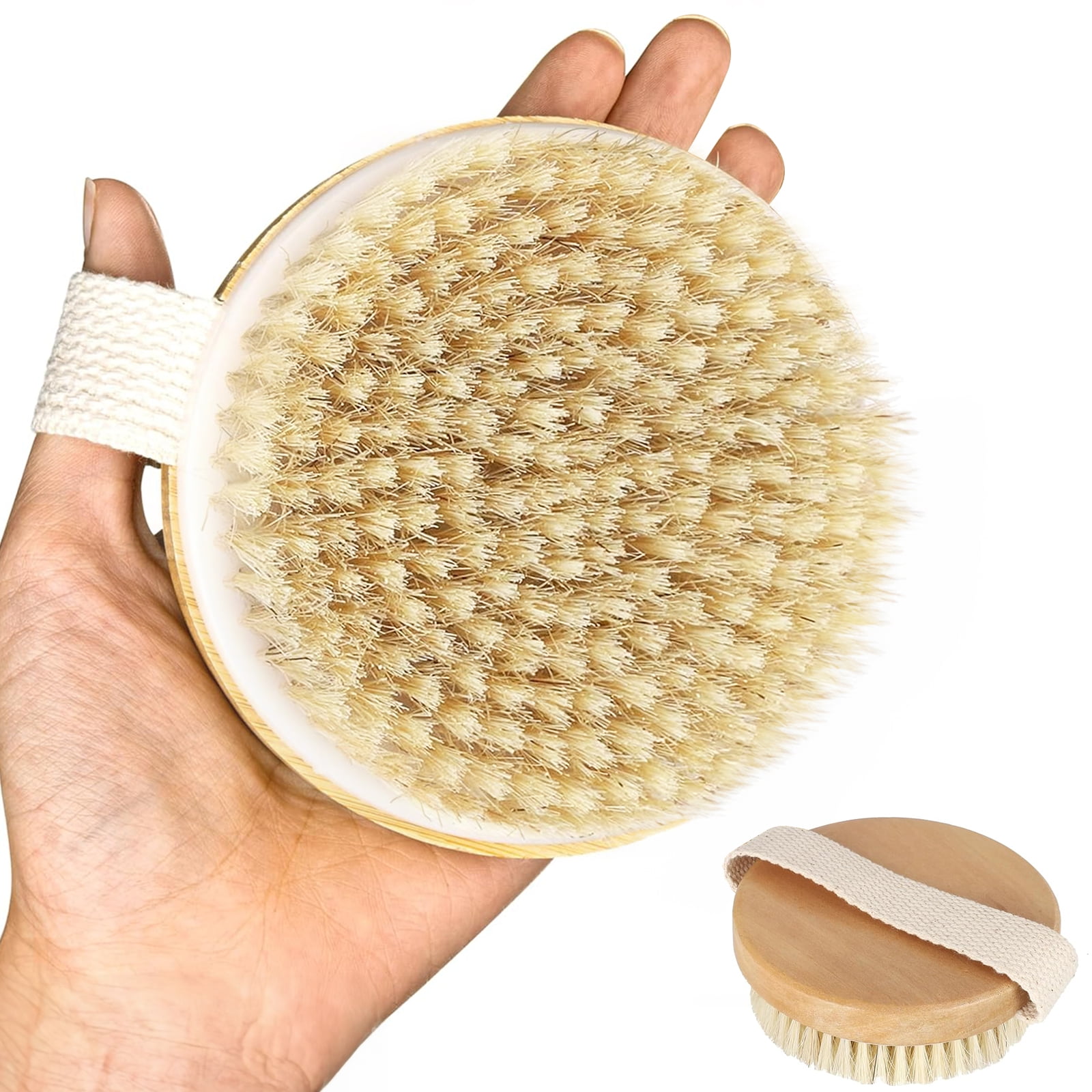 2 Pack Dry Body Brush,Natural Bristle Exfoliating Brush for Dry Skin ...