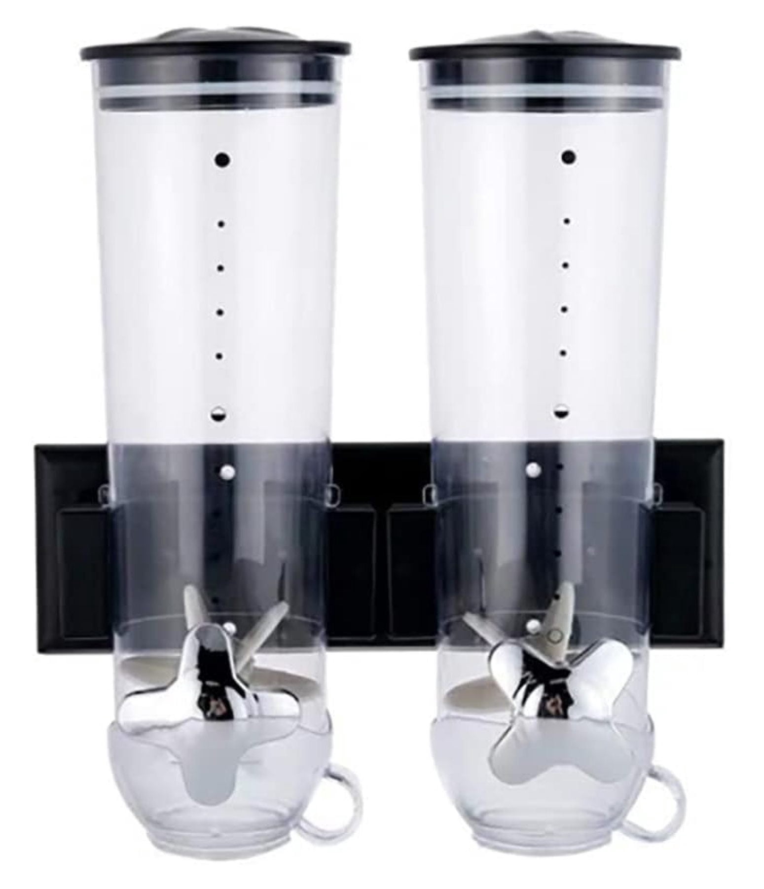 2 Pack Dry Food Dispenser, Wall Mount Dual Control Food Storage ...