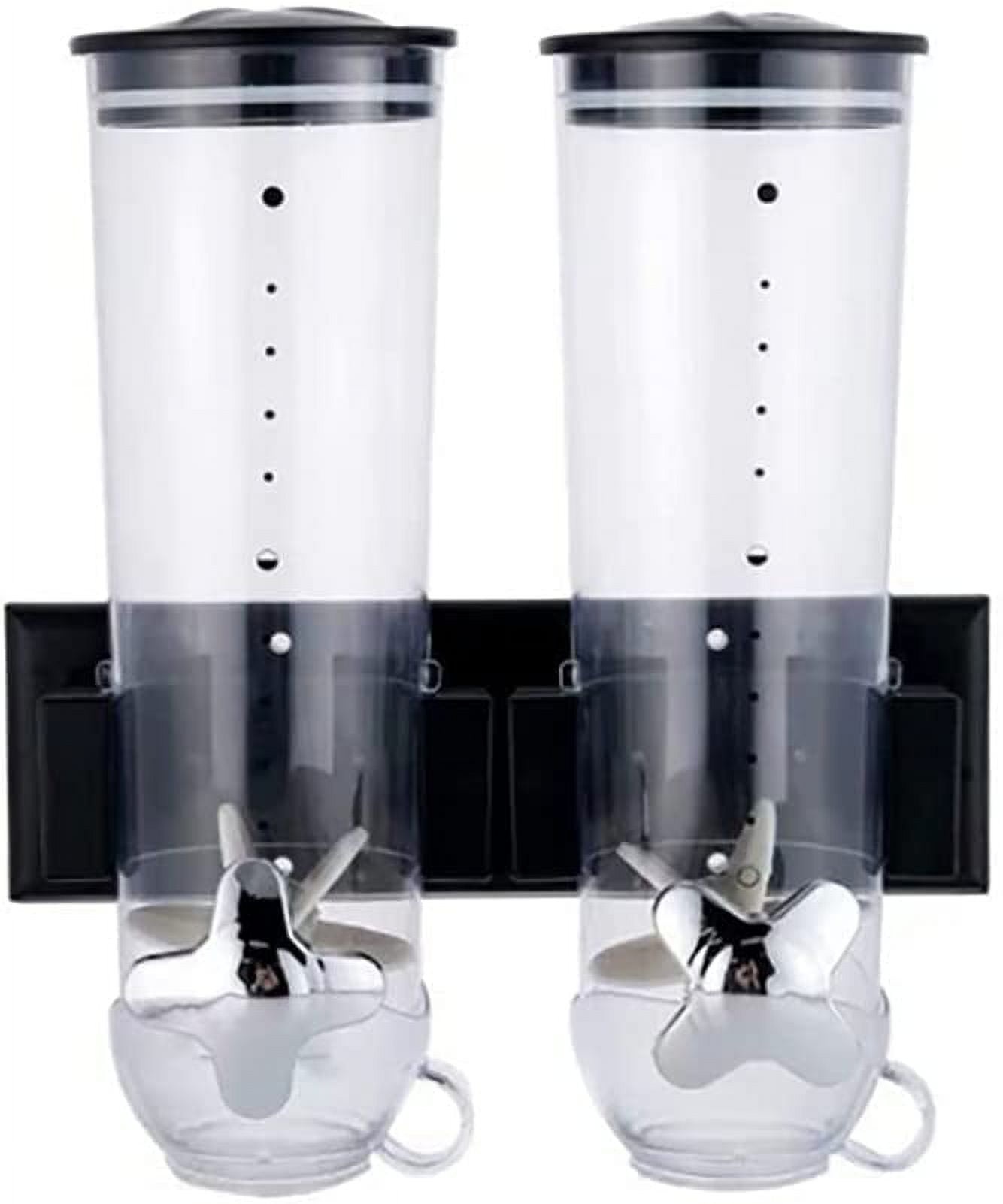 2 Pack Dry Food Dispenser, Wall Mount Dual Control Food Storage ...