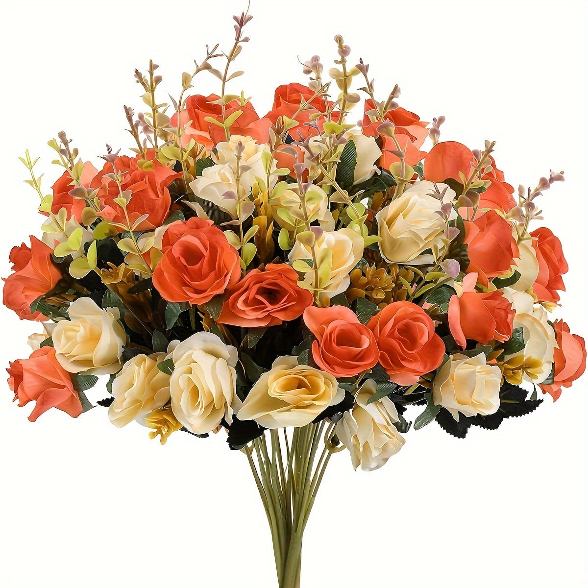 2-Pack Dual-Color Artificial Rose Arrangements – UV Resistant Faux ...