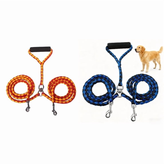 2-Pack Dual Dog Leash - Tangle-Free Design with Thickened Grip & Anti ...