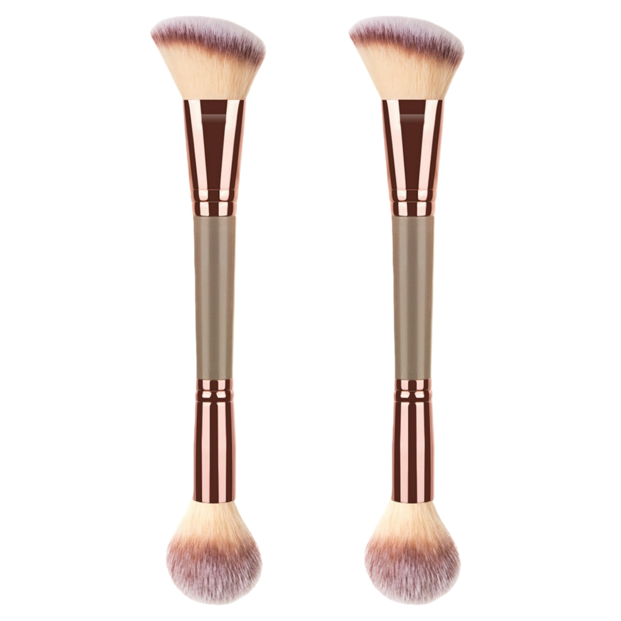 2-Pack Dual-Ended Makeup Brushes – Foundation, Contour, Blush & Powder ...