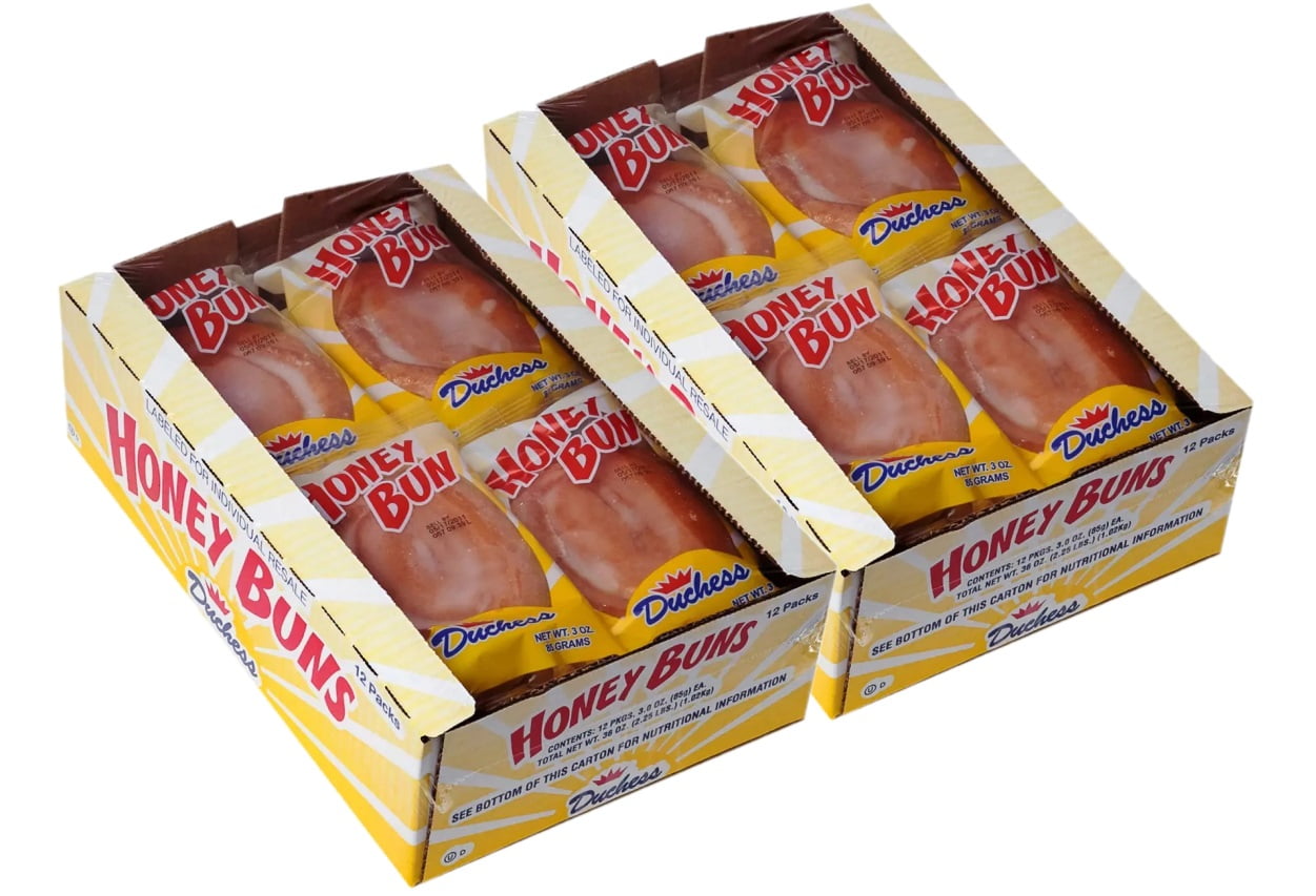 Duchess Bakery Breakfast Honey Buns, 3 Ounce, 2 Pack of 12 Rolls ...