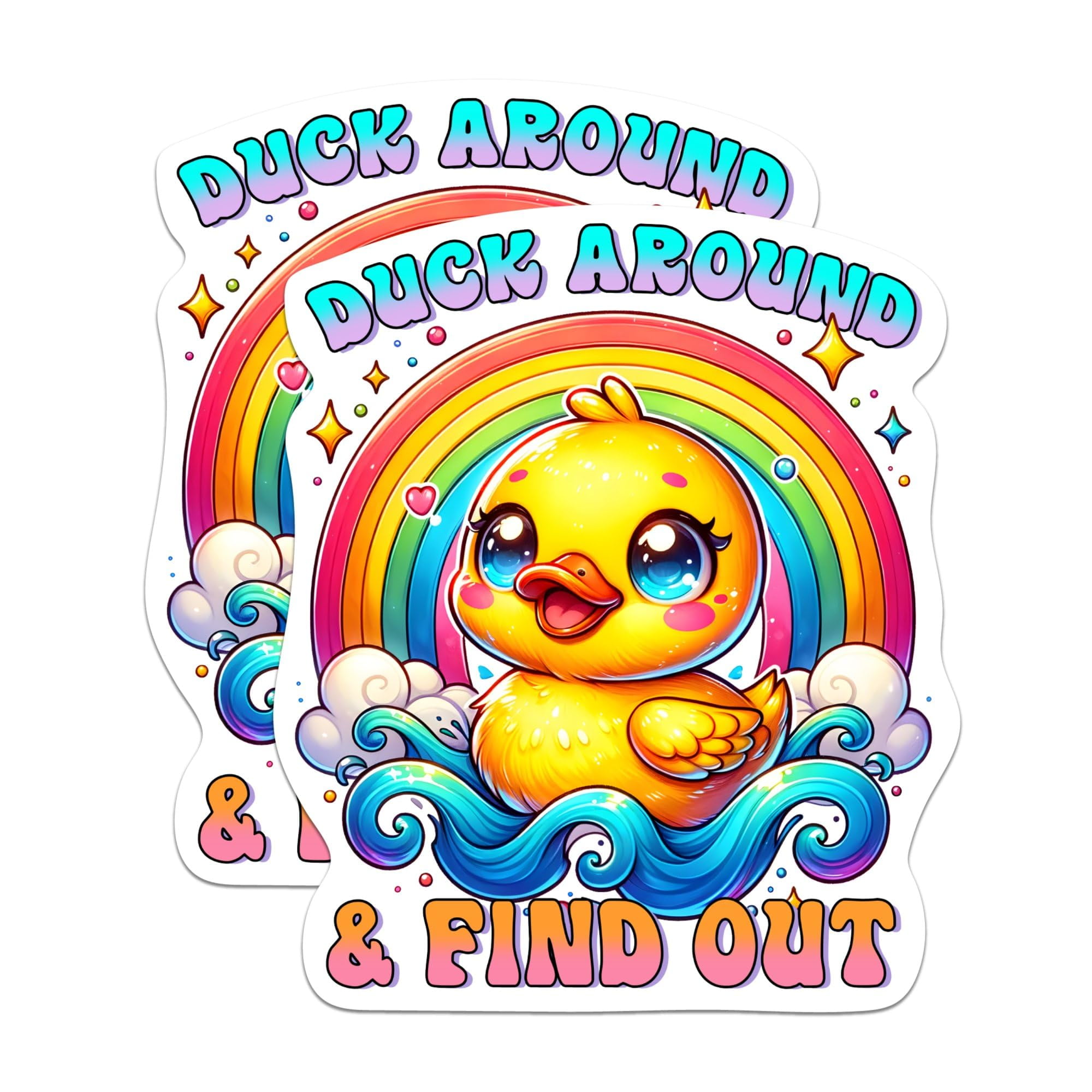 (2 Pack) Duck Around & Find Out Sticker - Funny Duck Duckling Pun ...