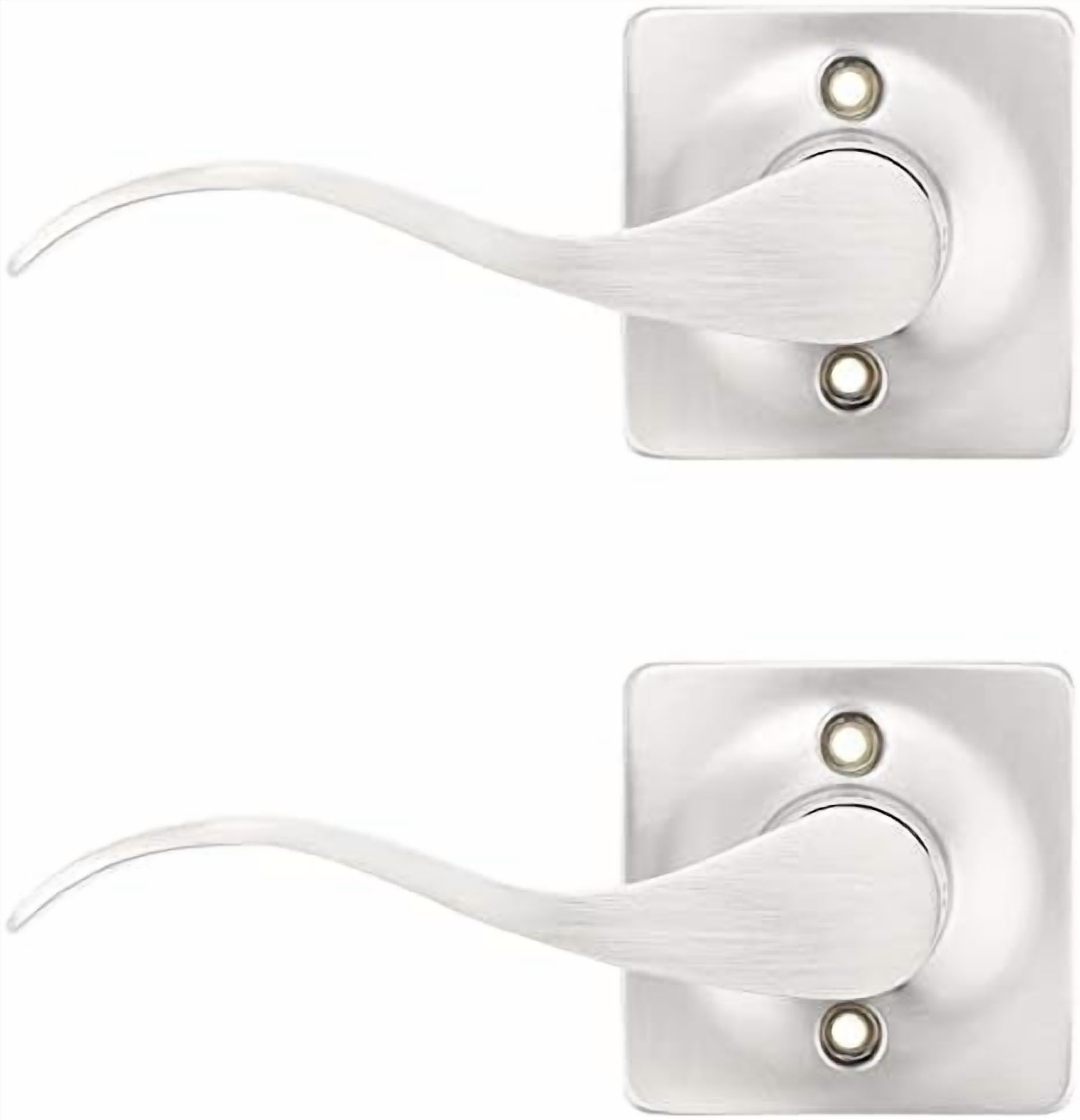 2 Pack Dummy Door Handle Levers Brushed Nickel Keyless Interior Door ...