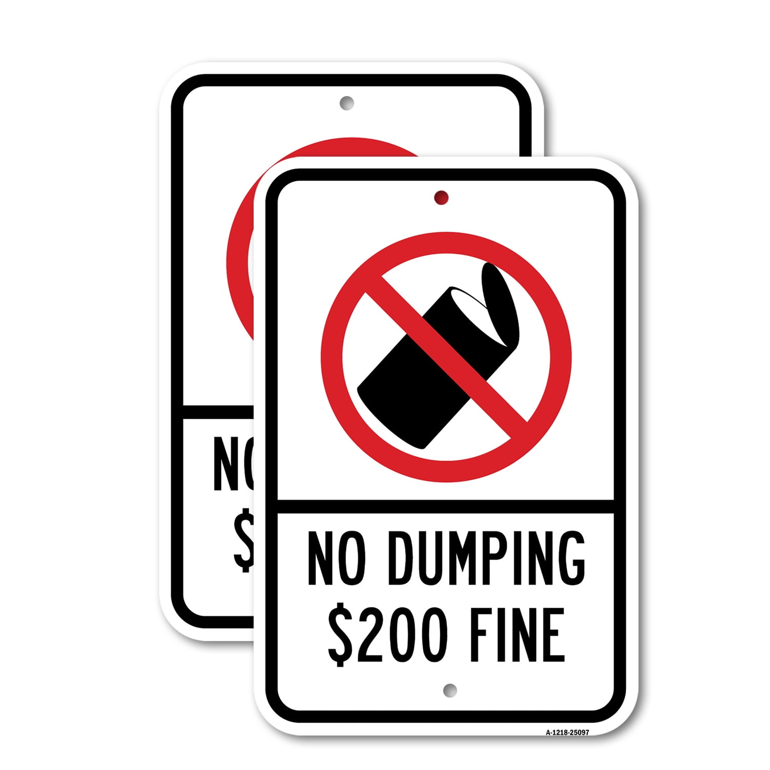 (2 Pack) No Dumping 200 Fine | 12" X 18" Heavy-Gauge Aluminum Sign ...