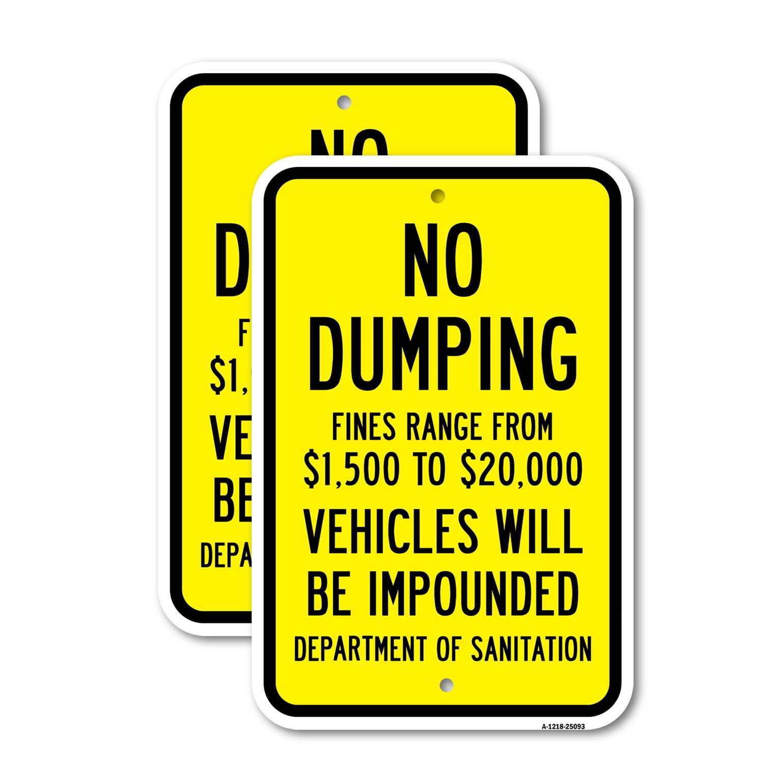(2 Pack) No Dumping Fines Range From $1 500 To $20 000 | 12" X 18 ...