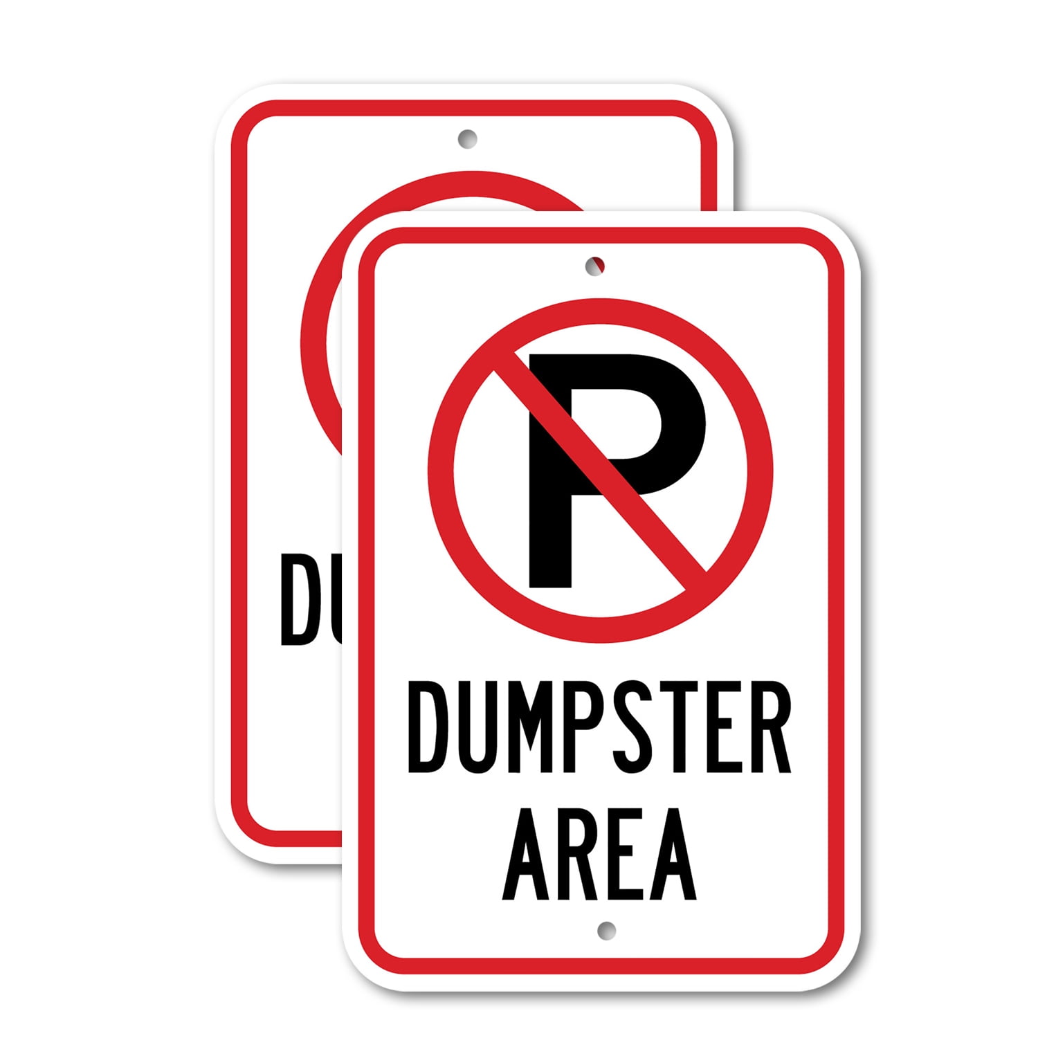 (2 Pack) Dumpster Area With ''P'' No Parking Symbol | 12" X 18" Heavy-Gauge Aluminum Sign | Rust ...