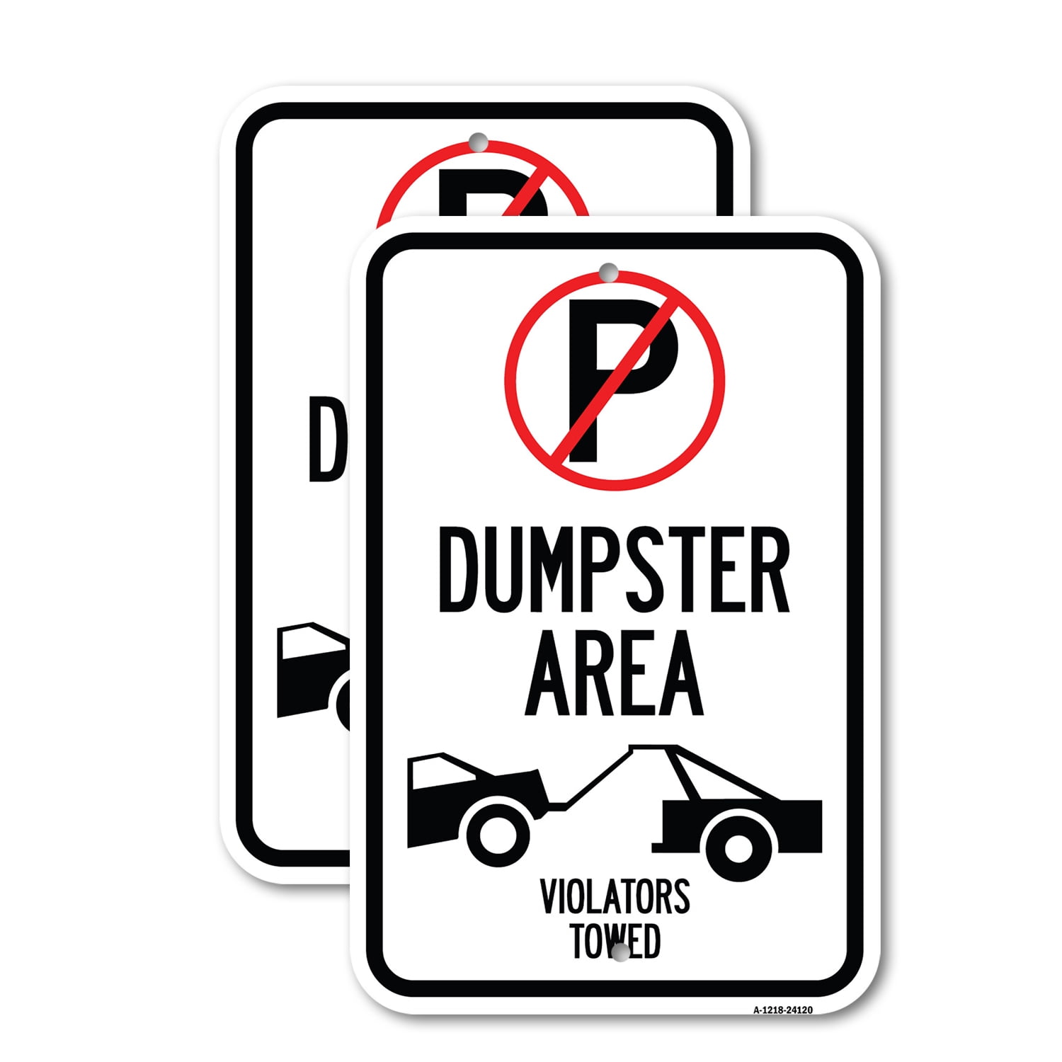 (2 Pack) Dumpster Sign No Parking Dumpster Area Violators Towed (With ...