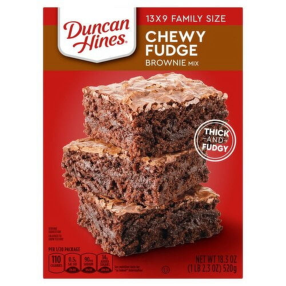 Duncan Hines Brownie Mix, Chewy Fudge, Family Size, 18.3 oz, 2 Pack ...