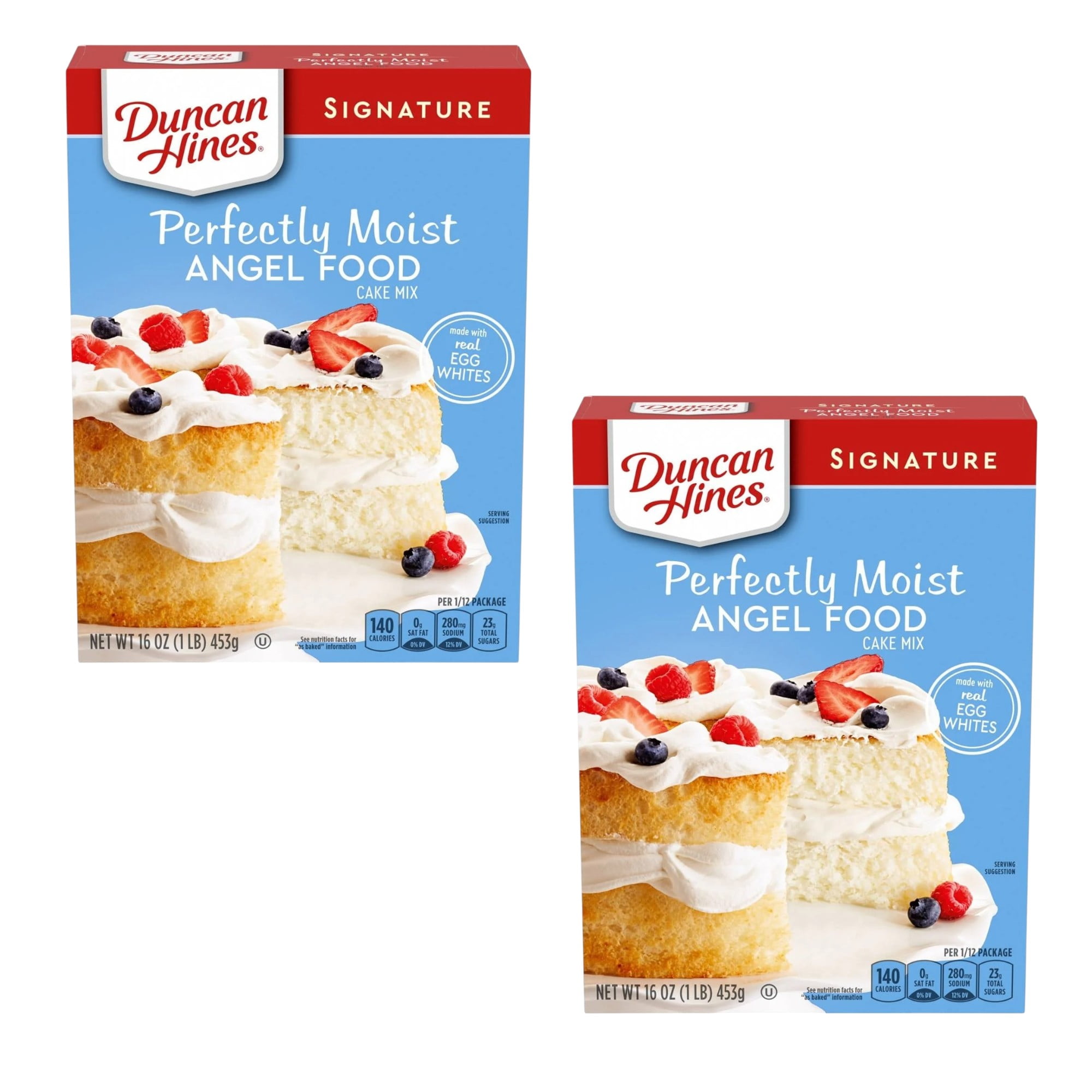Duncan Hines Angel Food Cake Mix, 2 Pack, 16 Oz, Moist and Fluffy ...