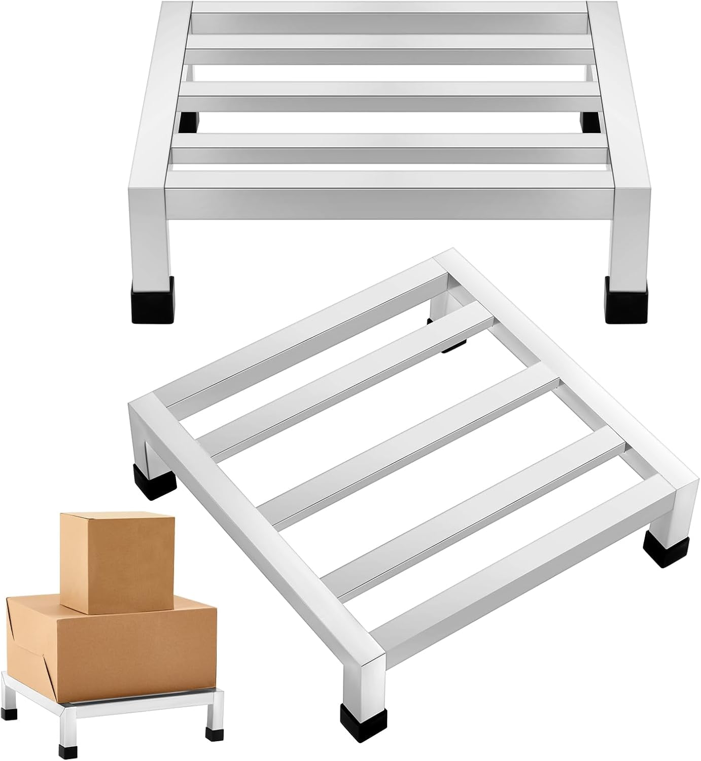 2 Pack Dunnage Rack 13.8" Long x 13.8" Wide, 3.9" Height Stainless ...