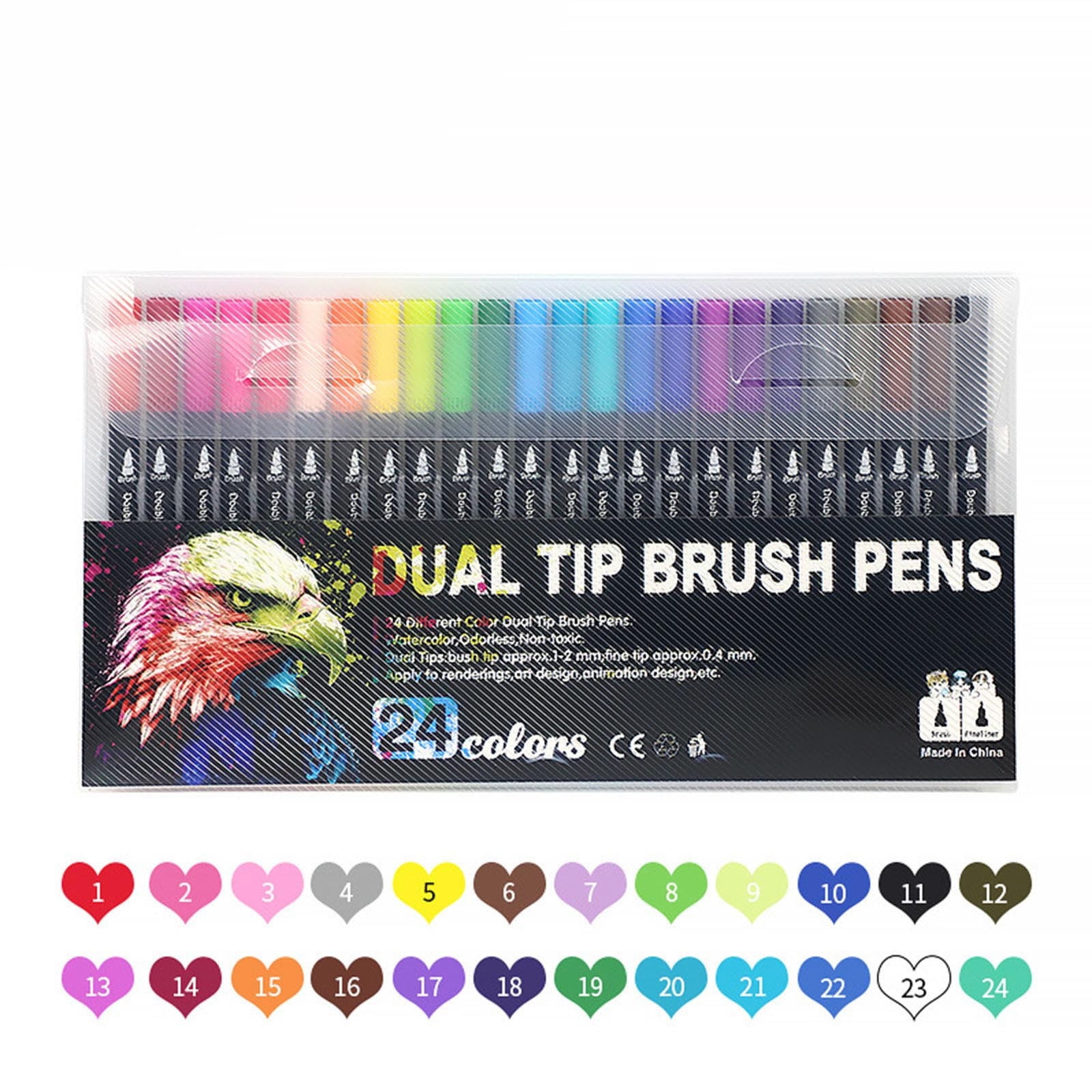 2 Pack Duo Tip Brush Markers Art Pen Set,24 Colors Art Markers Brush ...