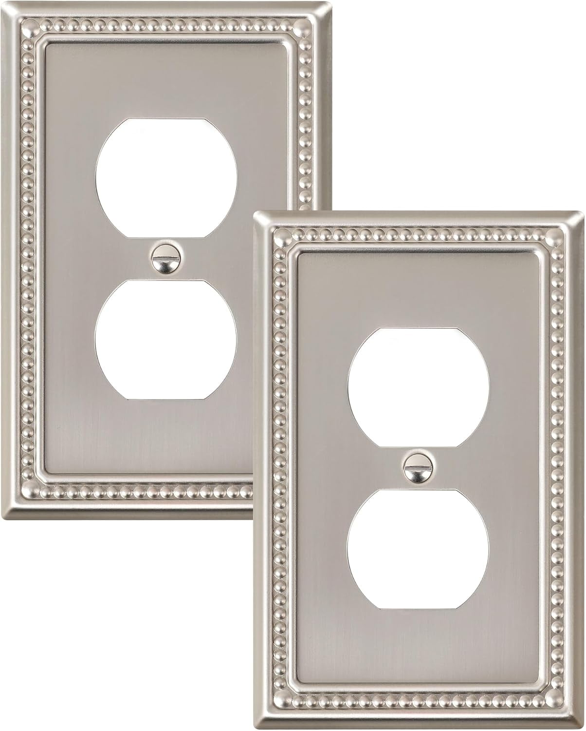 2-Pack Duplex Outlet Cover Plate, Metal Wall Plates for Electrical ...