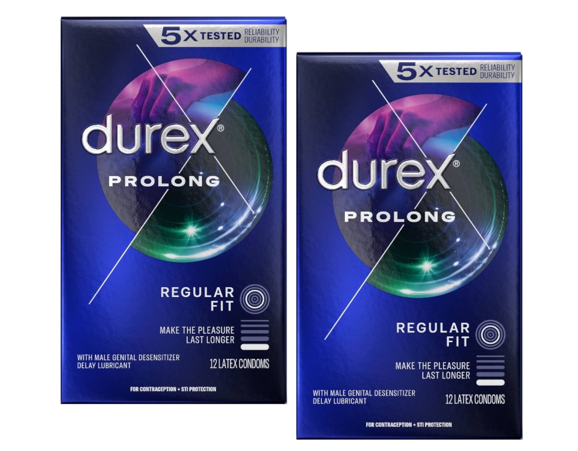 2 Pack Durex Prolong Ultra Fine Ribbed and Dotted Latex Condoms, 12 ...