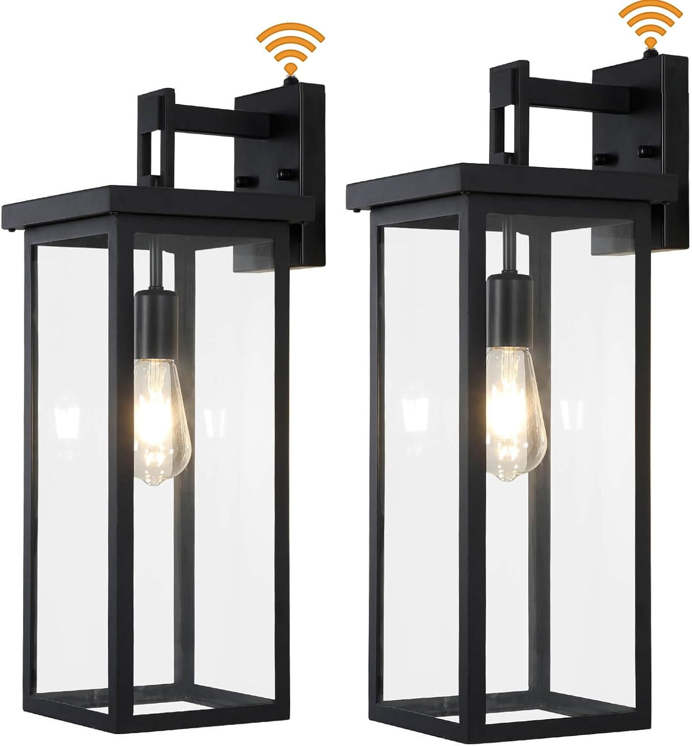 2 Pack Dusk to Dawn Large Outdoor Wall Lantern, 20 Inch Black Exterior ...