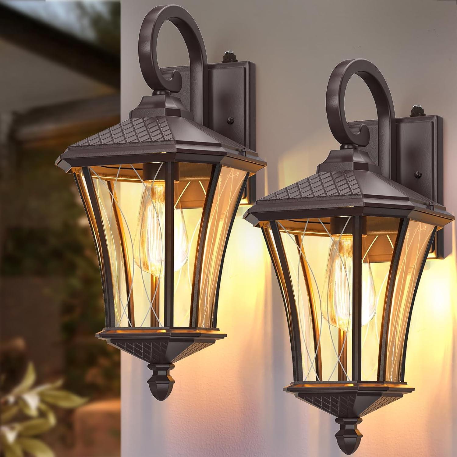 2 Pack Dusk to Dawn Outdoor Light Fixture Wall Mount Porch Lights ...