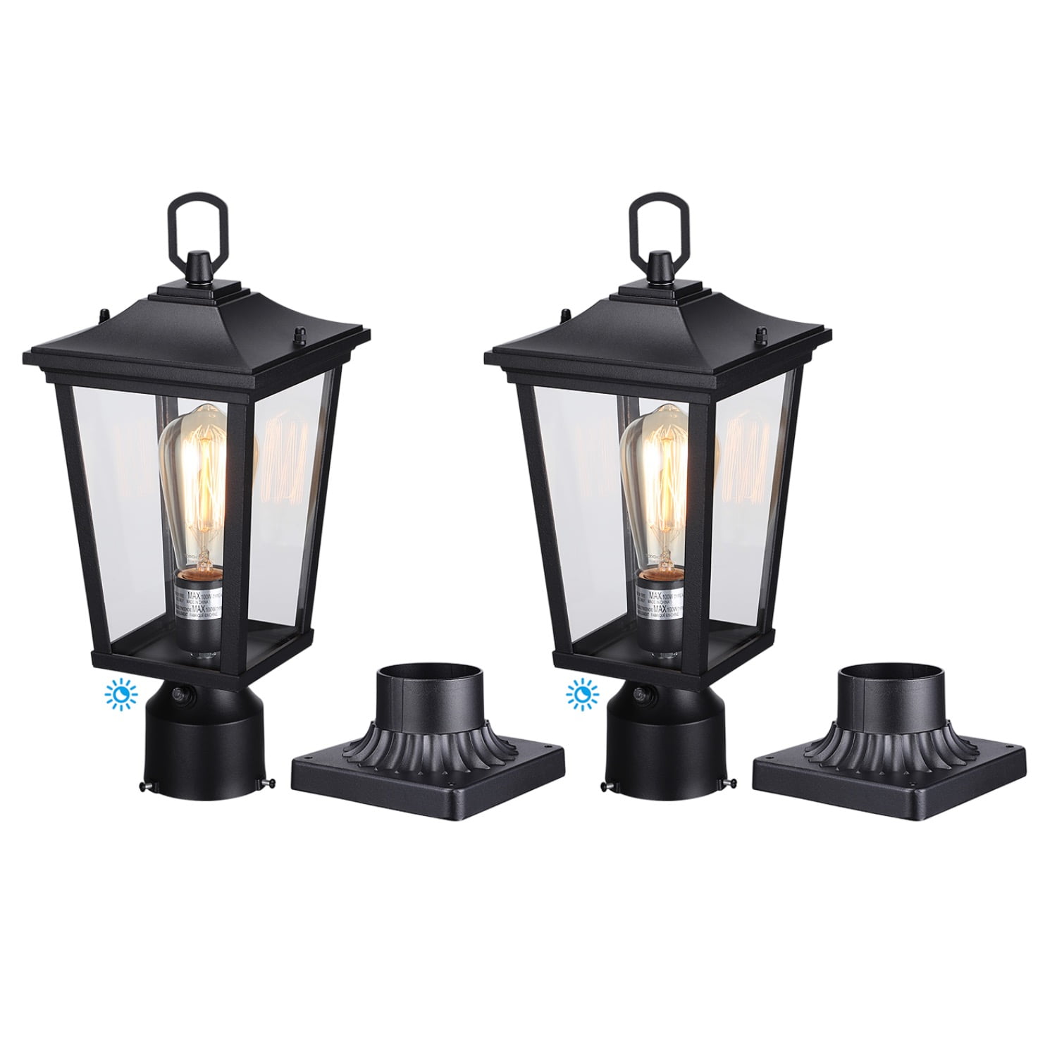2 Pack Dusk to Dawn Outdoor Post Lantern, 17 Inch Pillar Light with ...