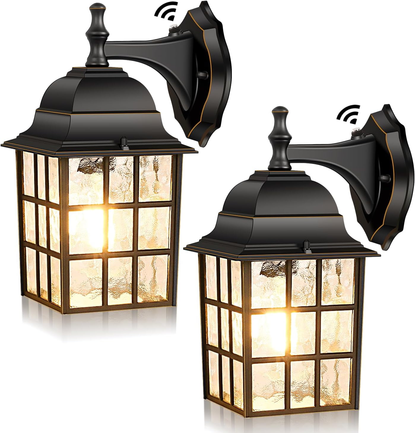 2-Pack Dusk to Dawn Outdoor Wall Lantern, Exterior Light Fixtures Wall Mount with Photocell ...
