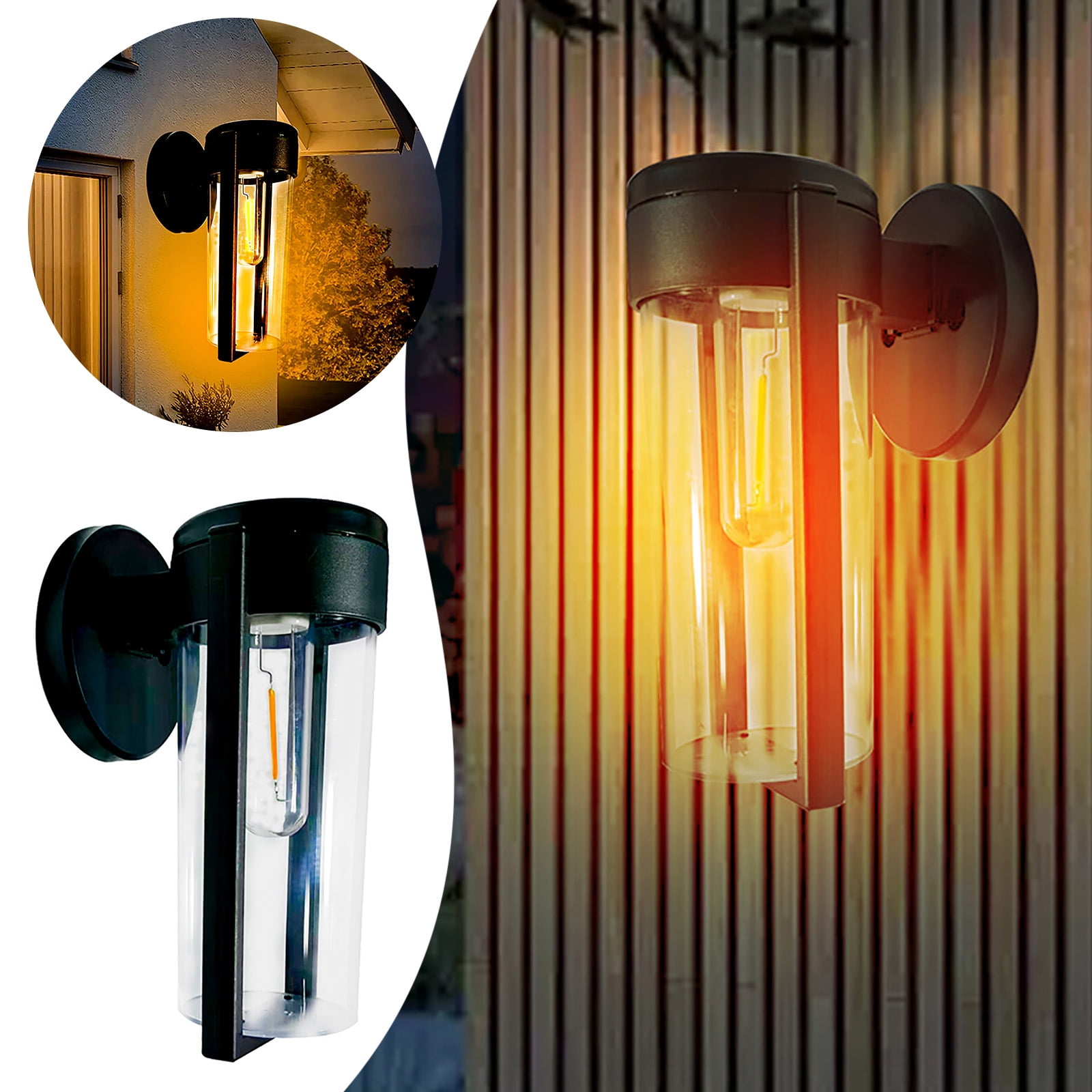 2 Pack Dusk-to-Dawn Solar Powered Fence Lights Outdoor Garden LED Wall ...