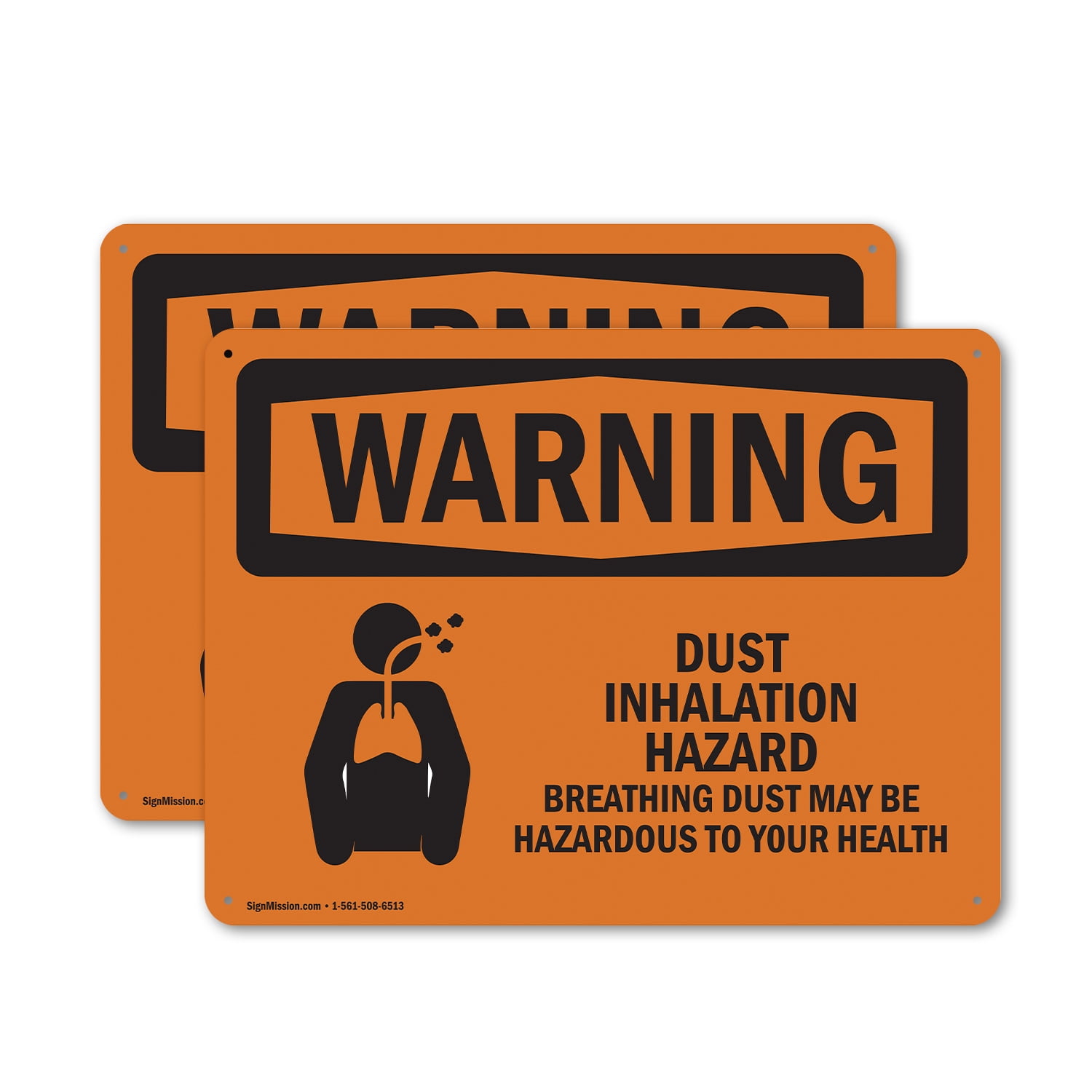 (2 Pack) Dust Inhalation Hazard OSHA Warning Sign 24 Inch X 18 Inch ...