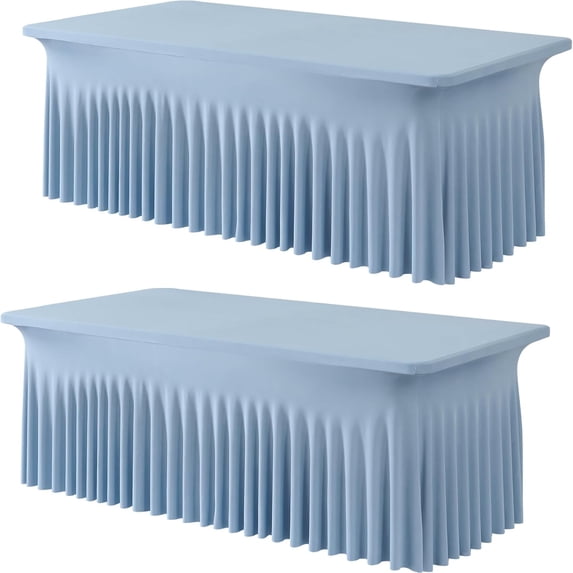 2 Pack Dusty Blue Spandex Tablecloths for 8 Foot Rectangle Tables ...