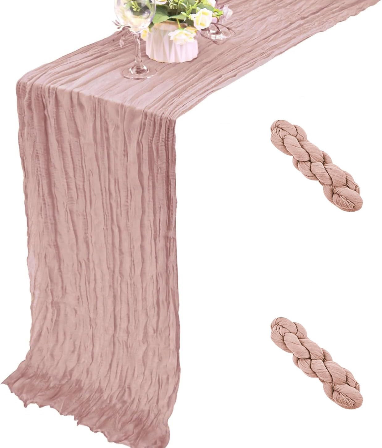 2 Pack Dusty Pink Cheesecloth Table Runner 35x120 Inch 10Ft Boho Gauze ...