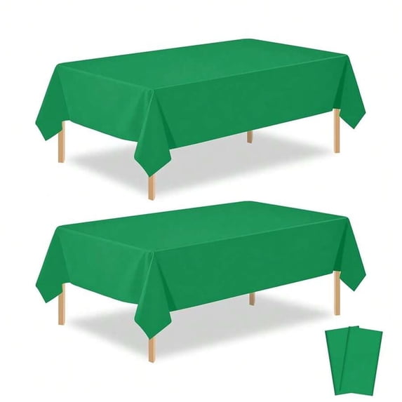 2 Pack E01Green Disposable Plastic Rectangle Tablecloth 54x108 Inch For ...