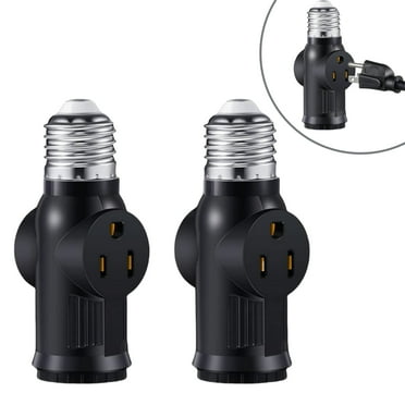 2-Pack Black Light Socket Outlet Adapter – 3 Prong Polarized Converter ...