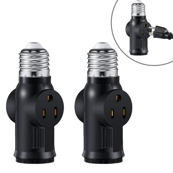 2 Pack E26 Light Socket to Plug Adapter, ODDPC Light Bulb Plug Adapter ...