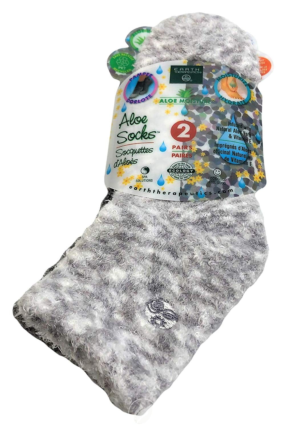 Earth Therapeutics Aloe Infused Moisturizing Socks, Gray Plaid, 2-Pack ...