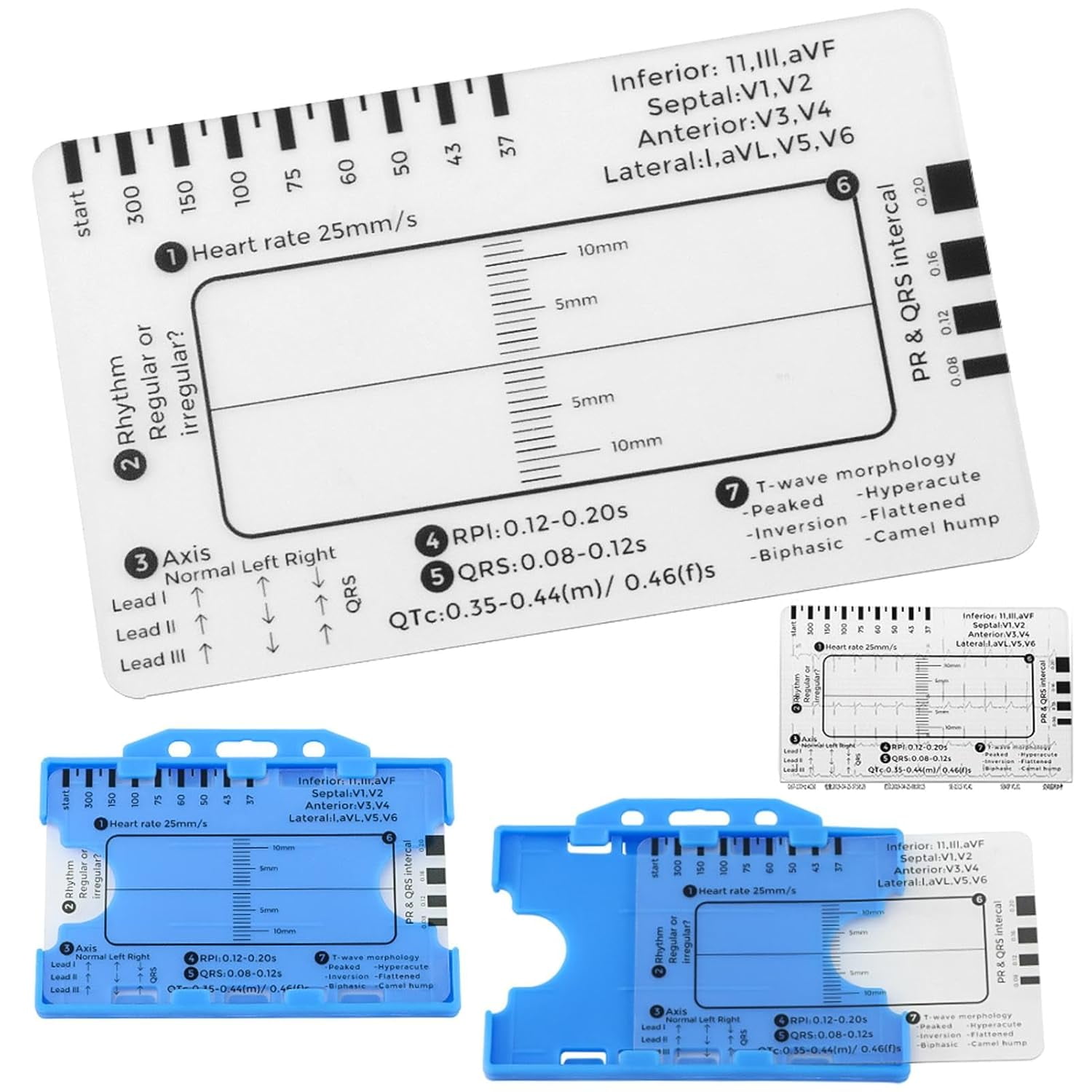 2 Pack ECG 7 Step Ruler for ECG/EKG Interpretation, ECG Reference Guide ...