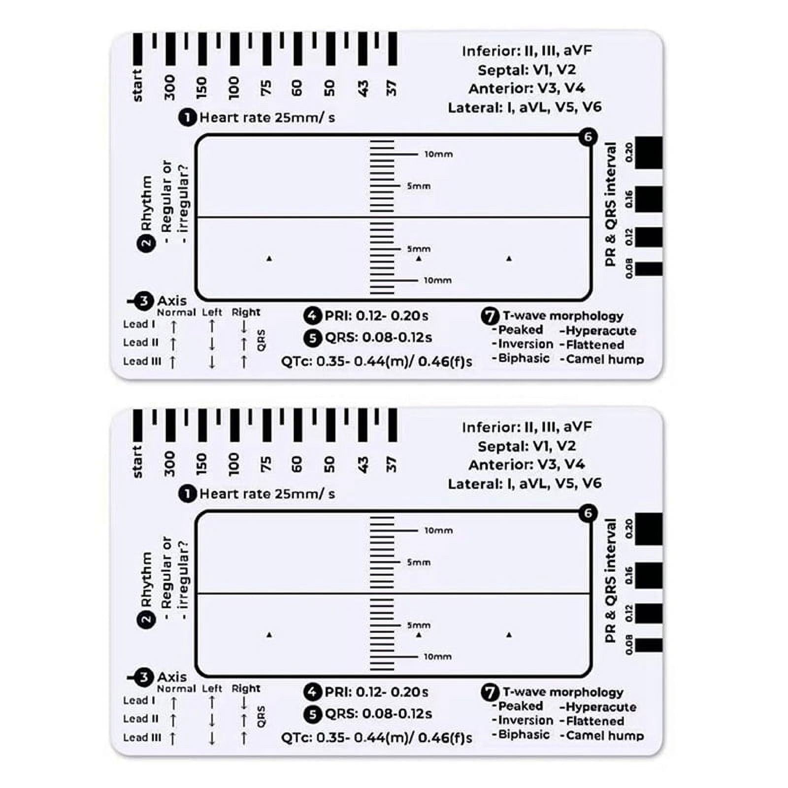 2-Pack ECG Ruler 7-Step EKG Interpretation Guide, ECG Caliper Measuring ...