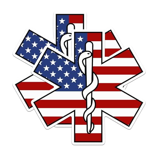 (2 Pack) EMS EMT Star of Life USA Flag Magnets - Ambulance Driver EMS ...
