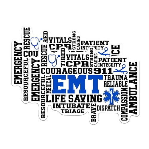 (2 Pack) EMT Word Collage Stickers - EMT Ambulance Driver Appreciation ...