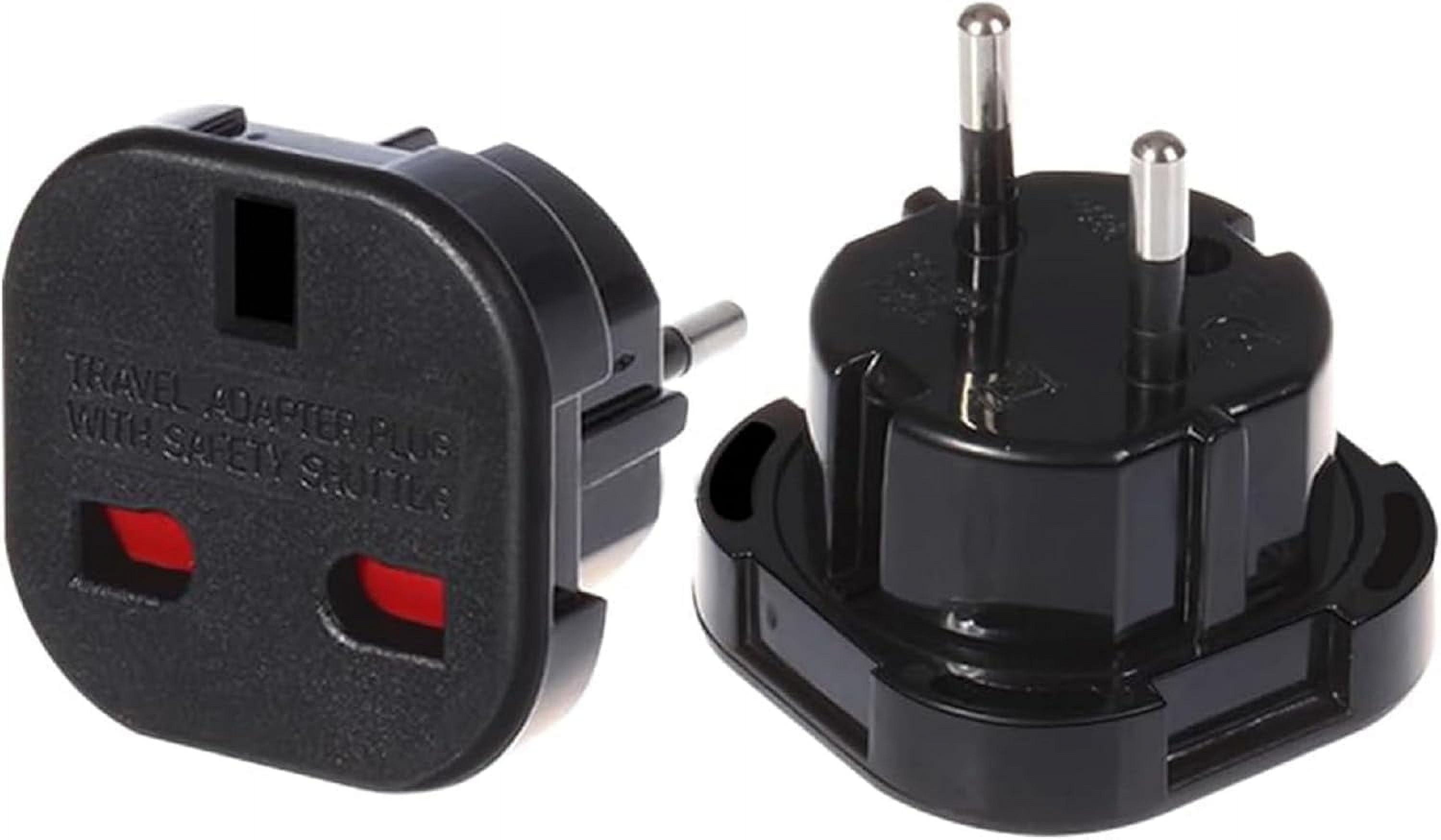 (2 Pack) EU to UK Power Adaptor with Safety Shutter,UK 3-Pin Female ...