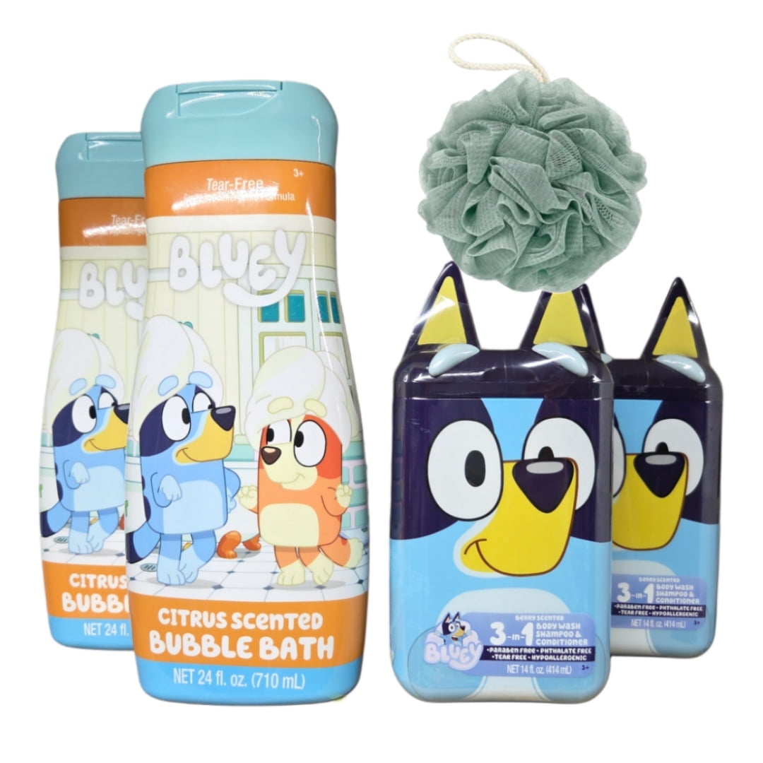 (2 Pack) Each Bluey Bubble Bath, Citrus 24 fl oz and 3in1 Shampoo ...