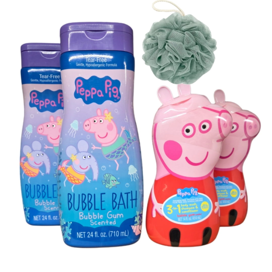 (2 Pack) Each Peppa Pig Bubble Gum Scented Bubble Bath, 24 oz and 3-in ...