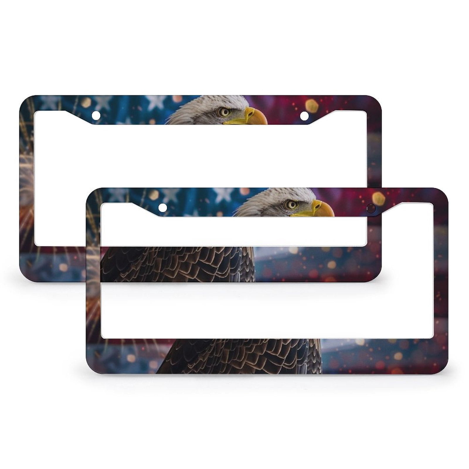 2 Pack An Eagle with The American Flag License Plate Frames 4th of July ...