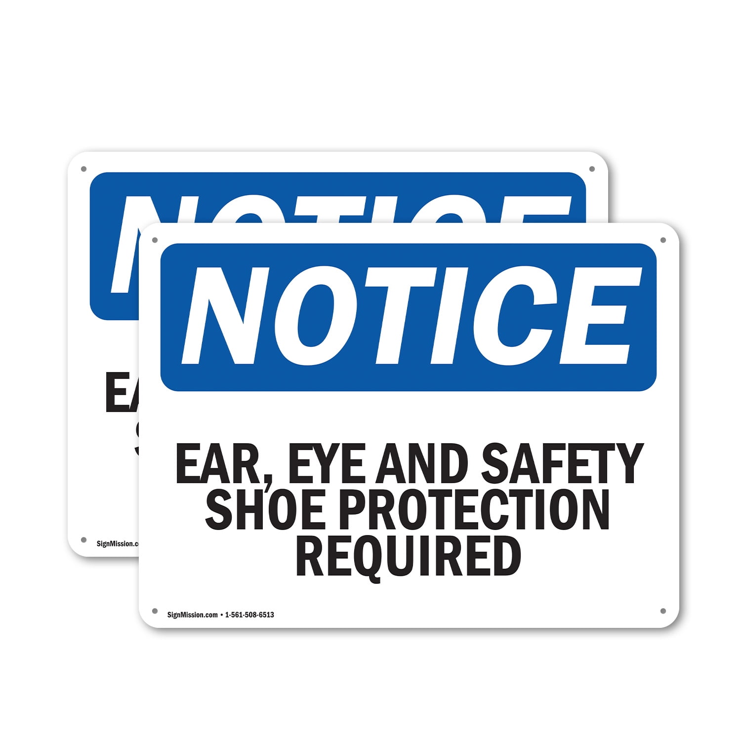(2 Pack) Ear Eye And Safety Shoe Protection Required OSHA Notice Sign ...