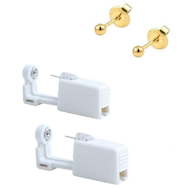 2 Pack Ear Piercing Gun Earring Disposable Ear Stud Gun Sterile No Pain ...