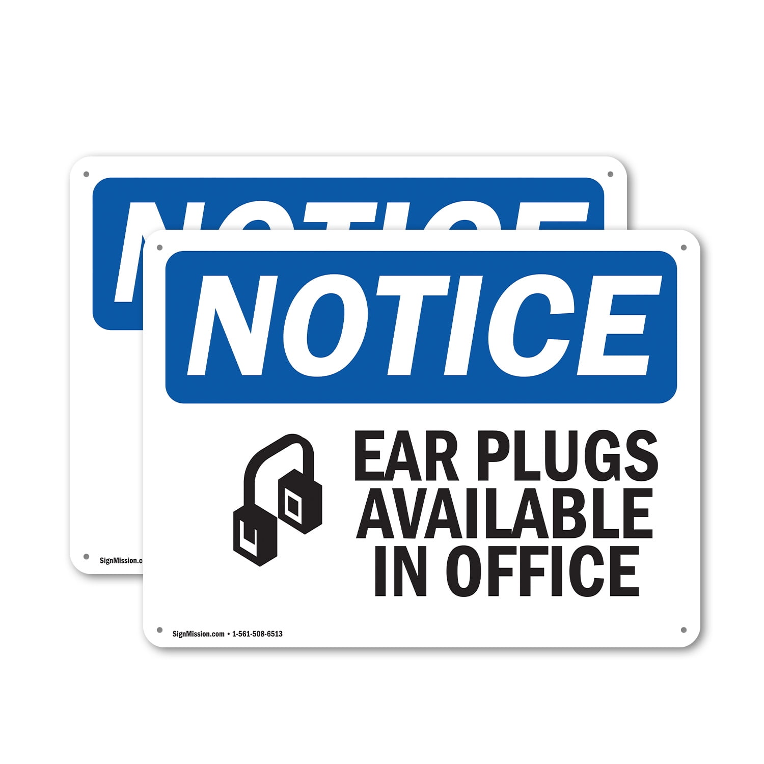 (2 Pack) Ear Plugs Available In Office OSHA Notice Sign 18 Inch X 12 ...