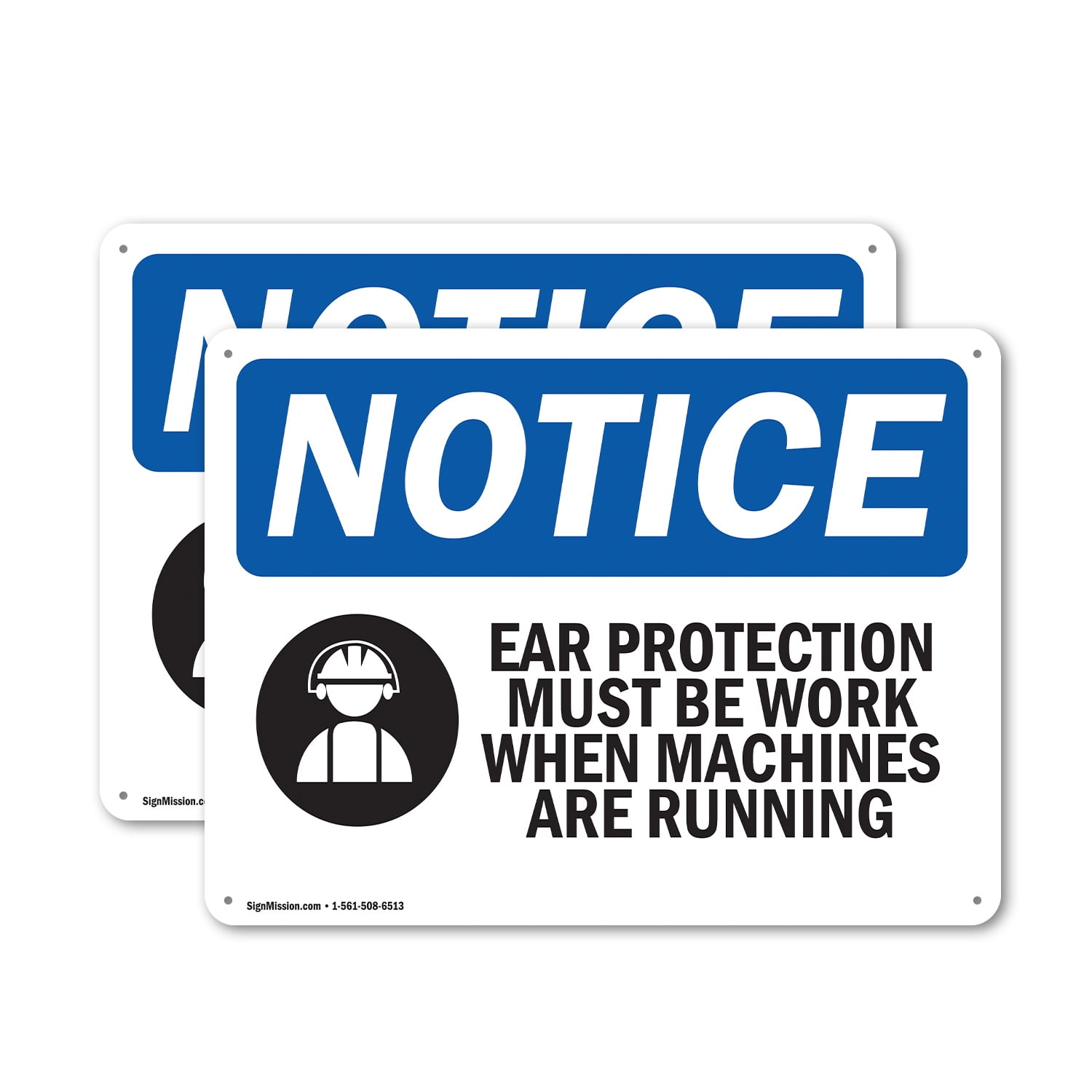 (2 Pack) Ear Protection Must Be Worn OSHA Notice Sign 14 Inch X 10 Inch ...