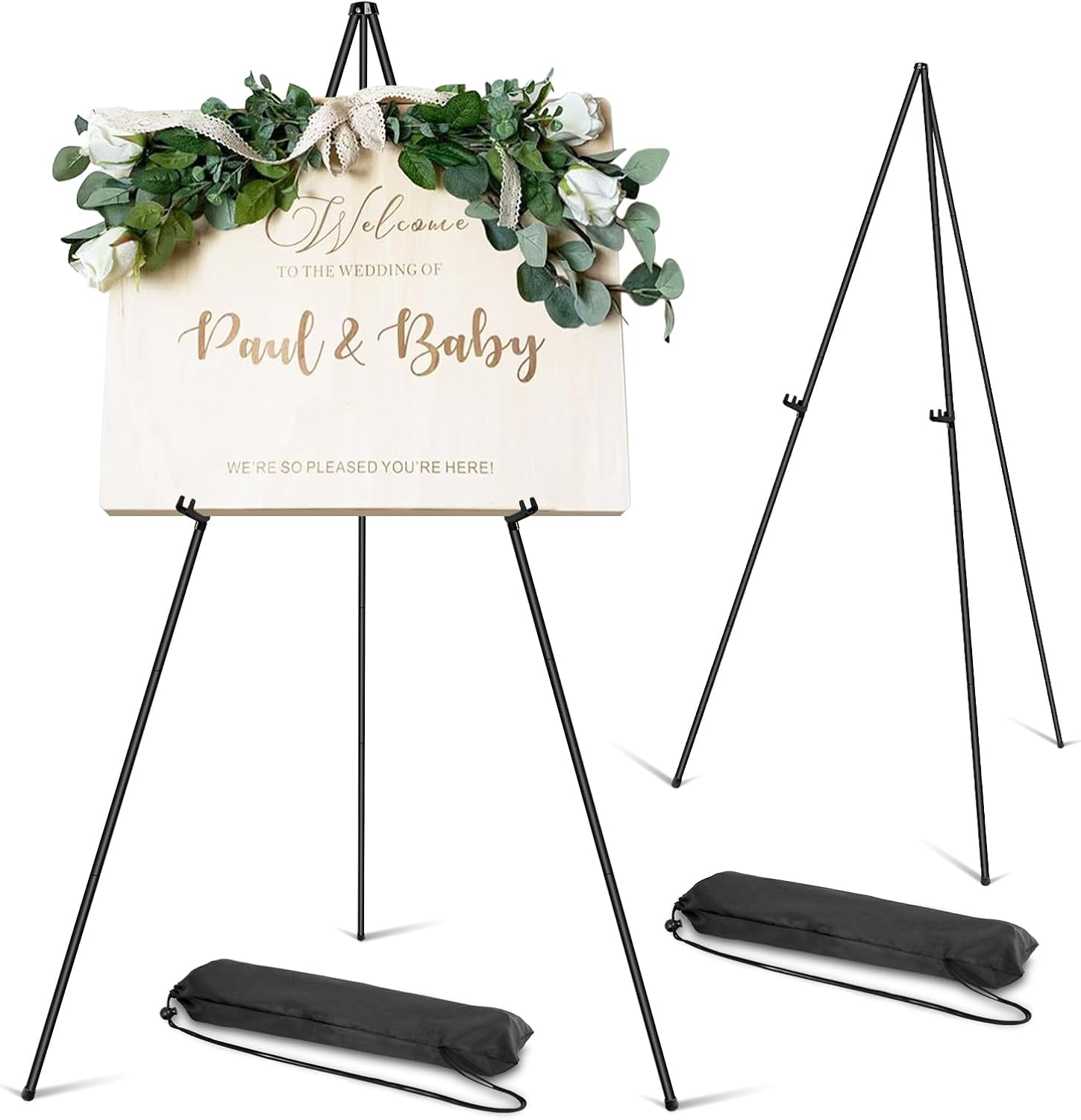 2 Pack Easel Stand - 63" Folding Easels for Signs - Floor Easels for ...