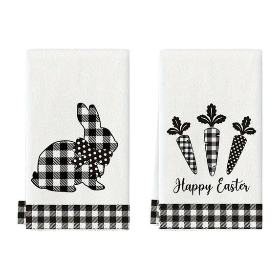 2 Pack Easter Black Bunny Dish Towels, Soft Polyester Kitchen Towels ...