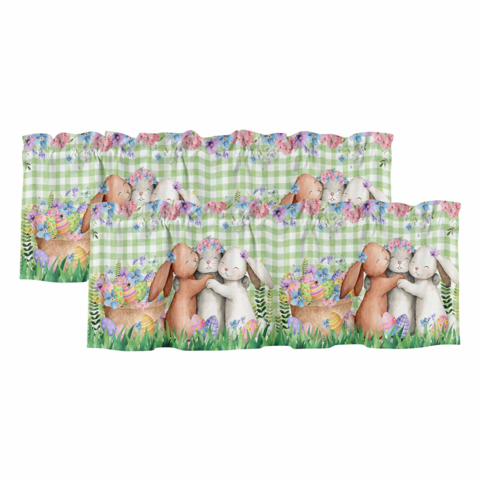2 Pack Easter Bunny Valances for Windows Bedroom Living Room Window ...