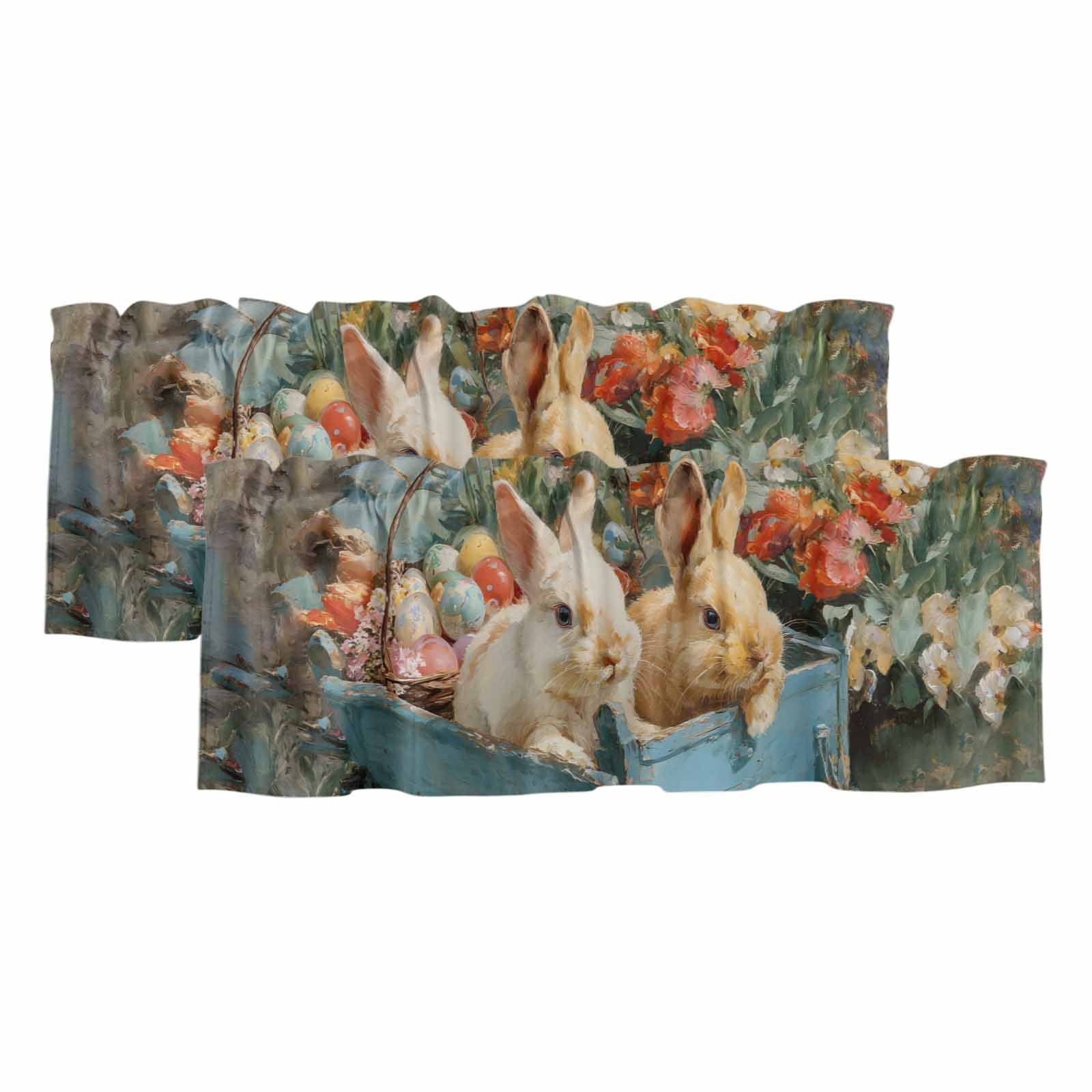 2 Pack Easter Bunny Valances for Windows Bedroom Living Room Window ...