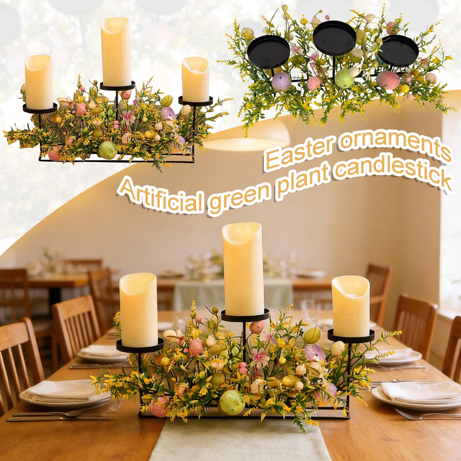 2-Pack Easter Candle Holder Table Centerpiece Spring Decor with Eggs ...
