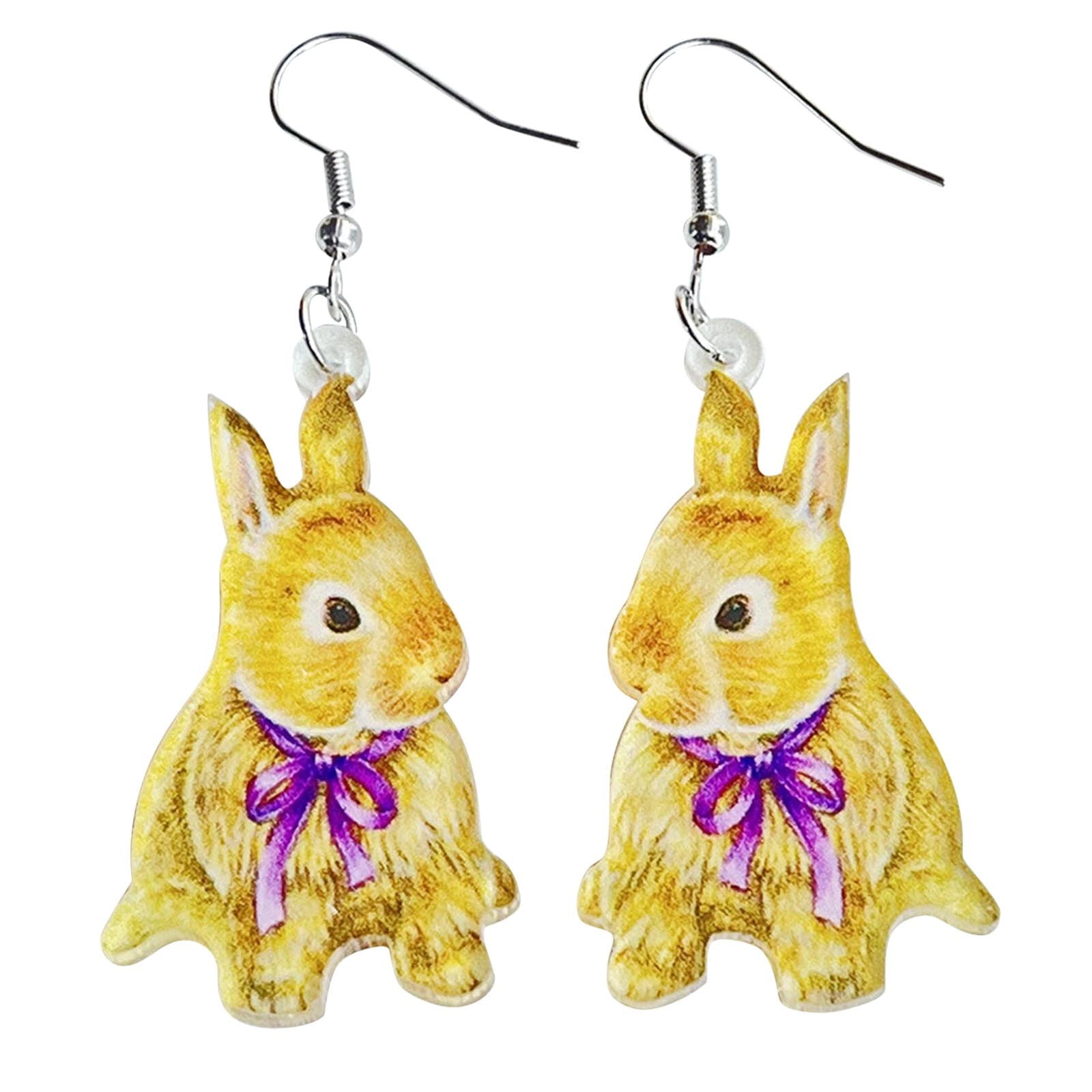 (2 Pack) Easter Earrings Cute Bunny Flower Print Spring Chicken Egg ...
