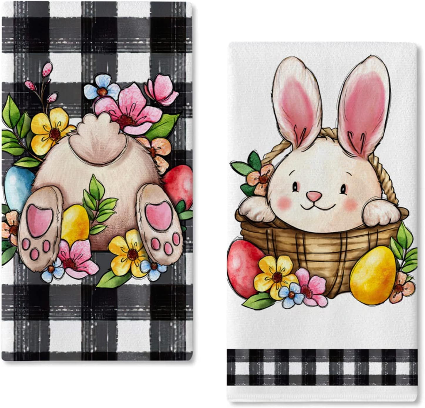 2 Pack Easter Kitchen Towels Dish Towels, 18x26 Inch Seasonal Cloth Tea ...
